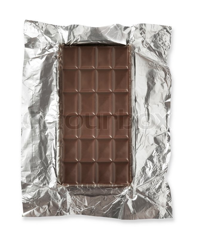 A Bar of chocolate on a aluminum foil | Stock image | Colourbox