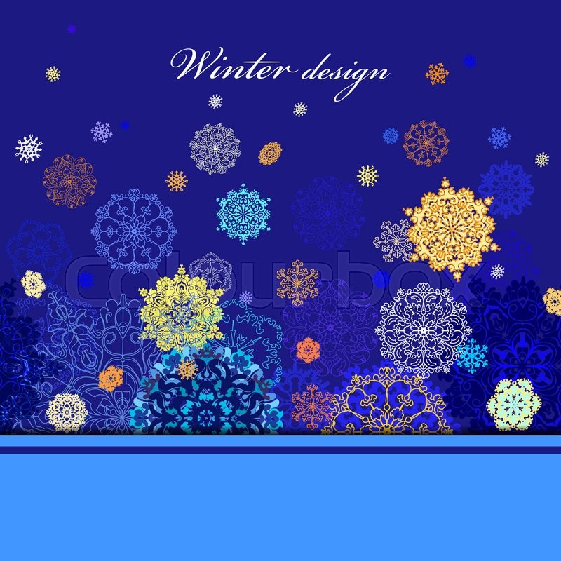 Winter abstract design with gold, blue ... | Stock vector | Colourbox