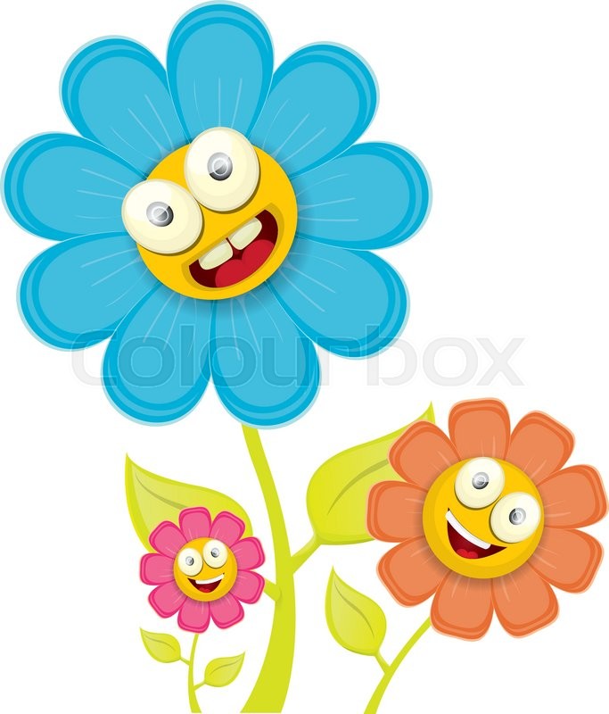 Vector spring cartoon flowers isolated on white background. vector ...