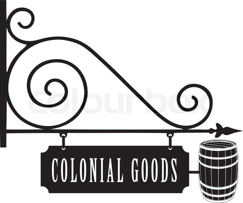 Vintage signboard colonial goods, with ... | Stock vector | Colourbox