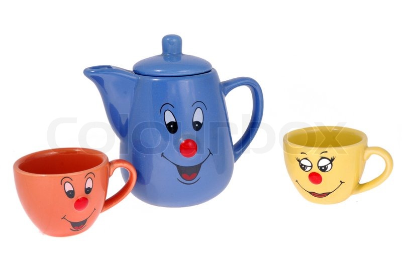 Te krus og kaffekopper isoleret på en ... | Stock foto | Colourbox