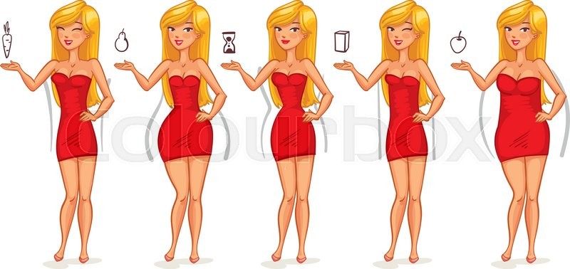 Five types of female figures. Body ... | Stock vector | Colourbox