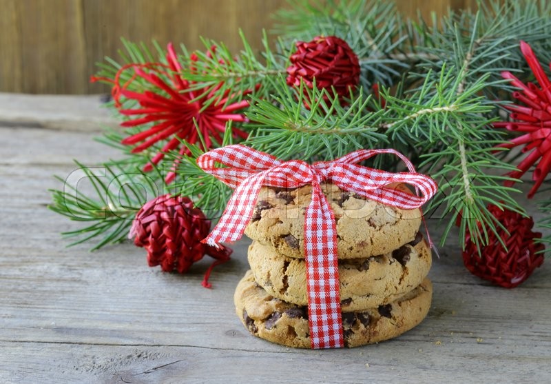 Christmas cookies with red ribbon and ... | Stock image | Colourbox
