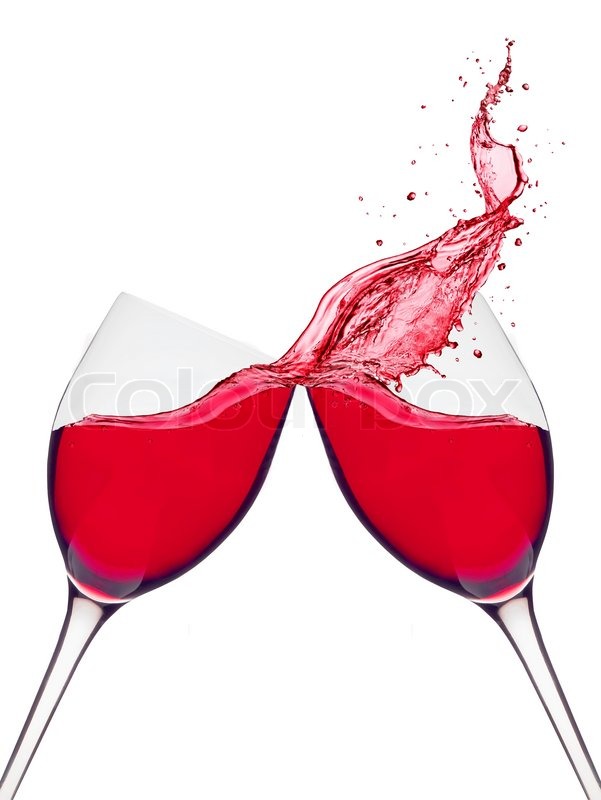 Zwei Gläser Rotwein mit Splash auf ... | Stock Bild | Colourbox