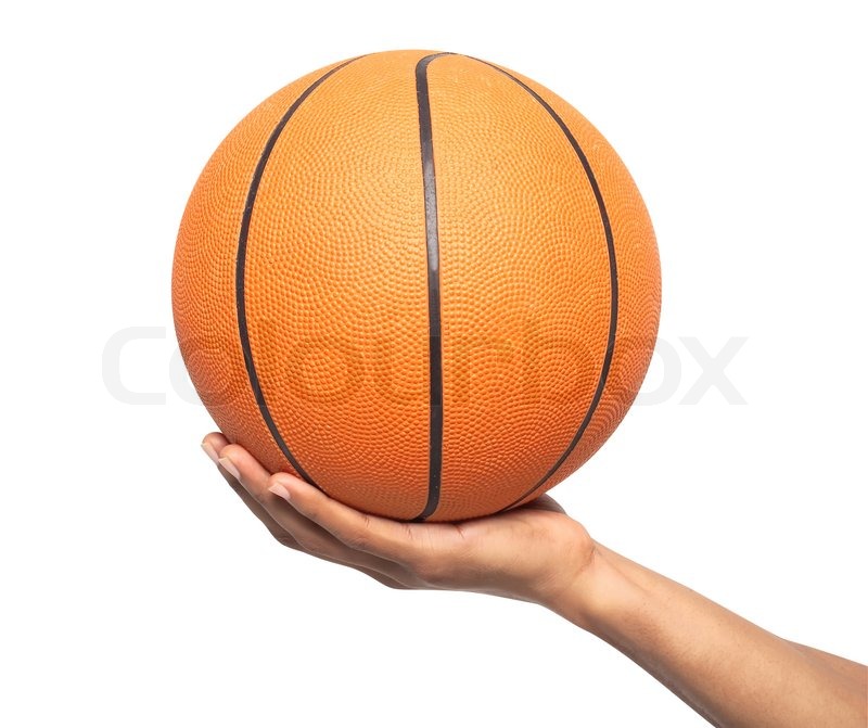 Basketball in hand isolated on white ... | Stock image | Colourbox