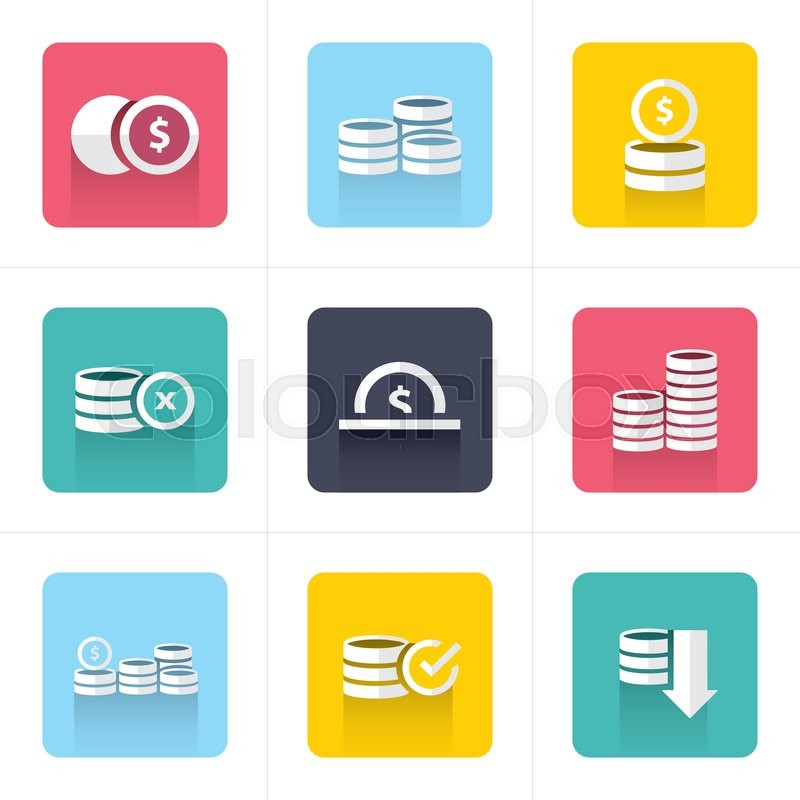 Flat icons Coins Icons Set | Stock vector | Colourbox