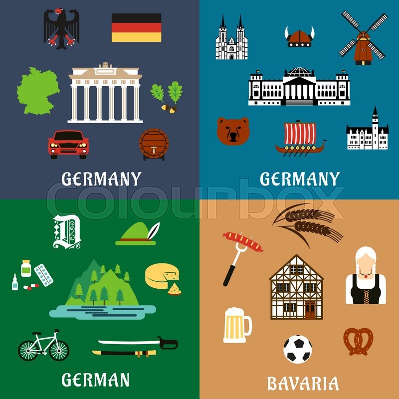 Germany travel and culture flat icons ... | Stock vector | Colourbox