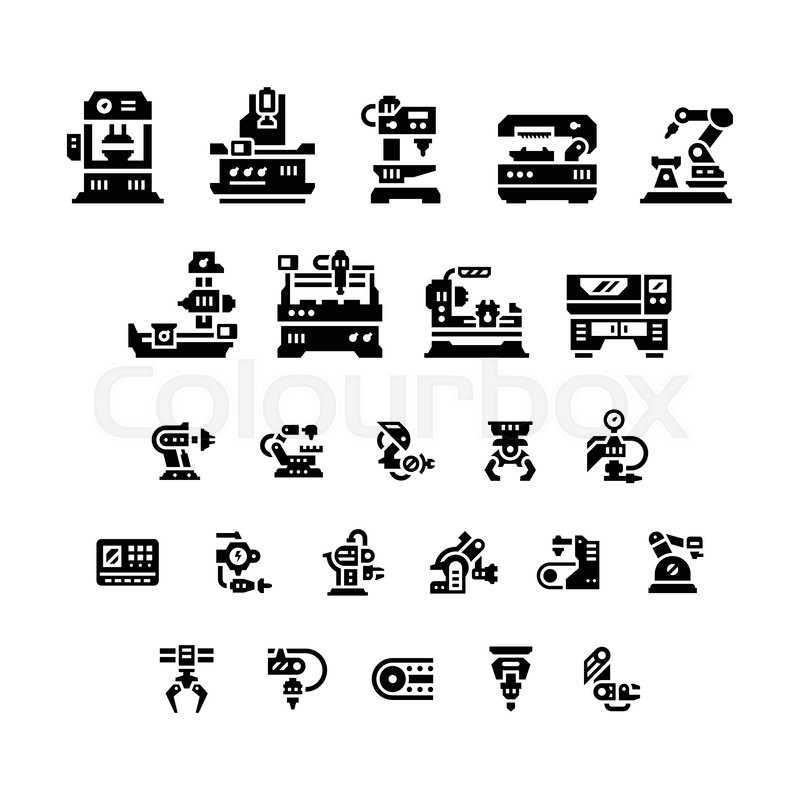 Set icons of machine tool, robotic ... | Stock vector | Colourbox