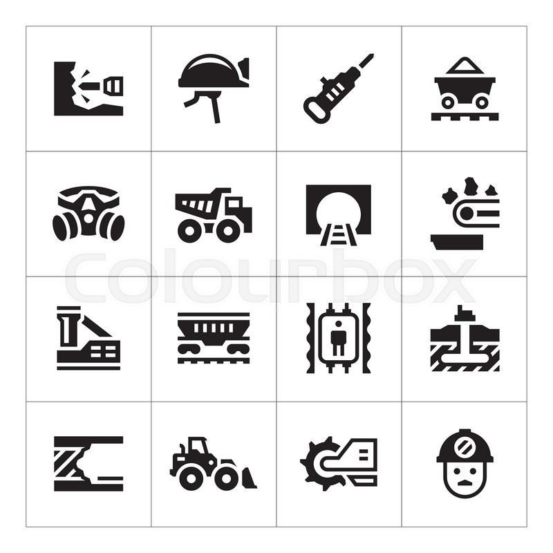 Set icons of mining isolated on white | Stock vector | Colourbox