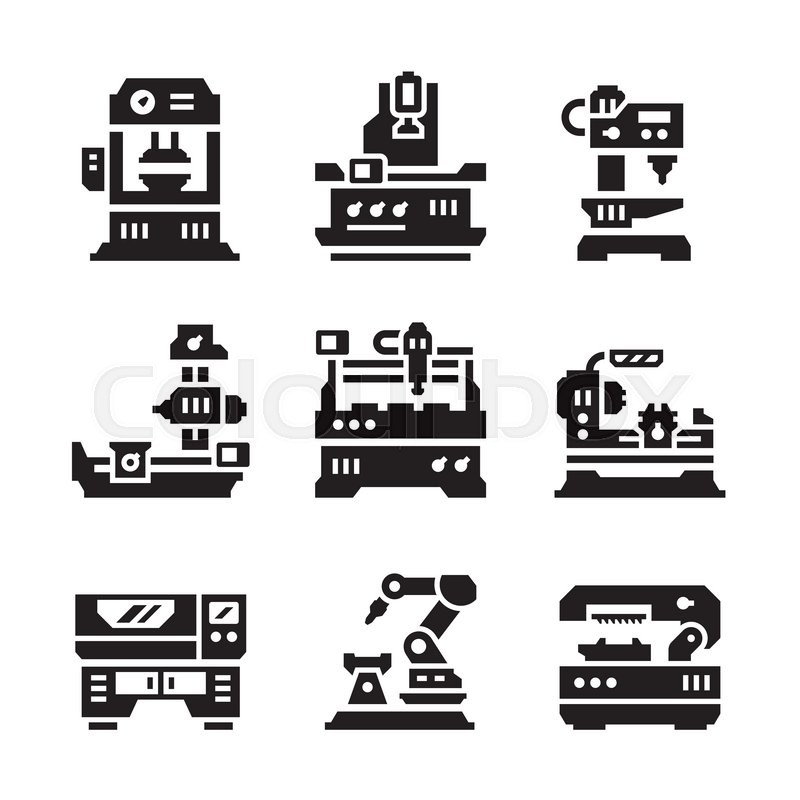 Set icons of machine tool isolated on ... | Stock vector | Colourbox