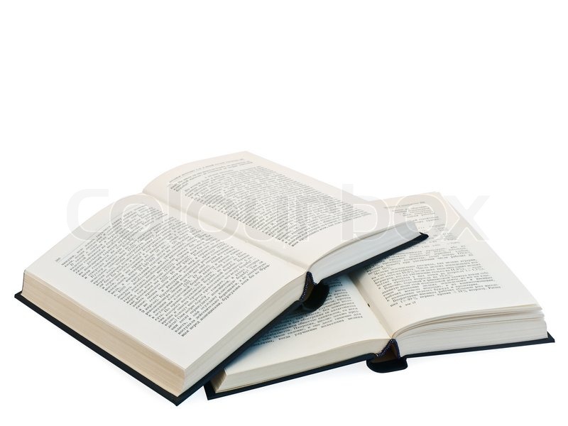 Two open books against the white ... | Stock image | Colourbox