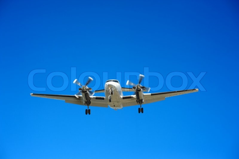 Twin engine propeller airplane ... | Stock image | Colourbox