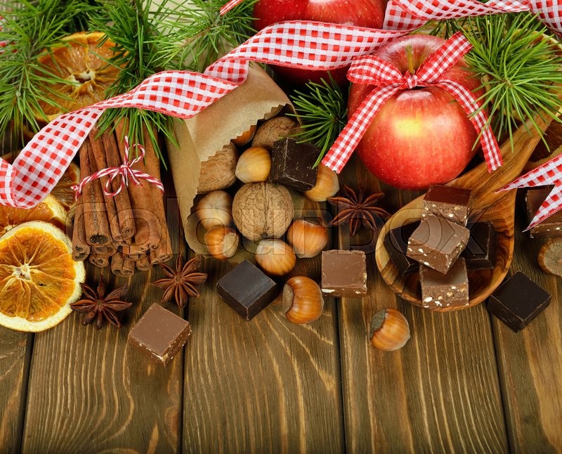 Various Christmas ingredients on a ... | Stock image | Colourbox