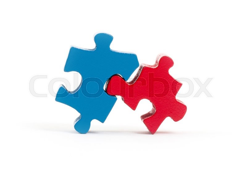 Closeup of big jigsaw puzzle pieces ... | Stock image | Colourbox