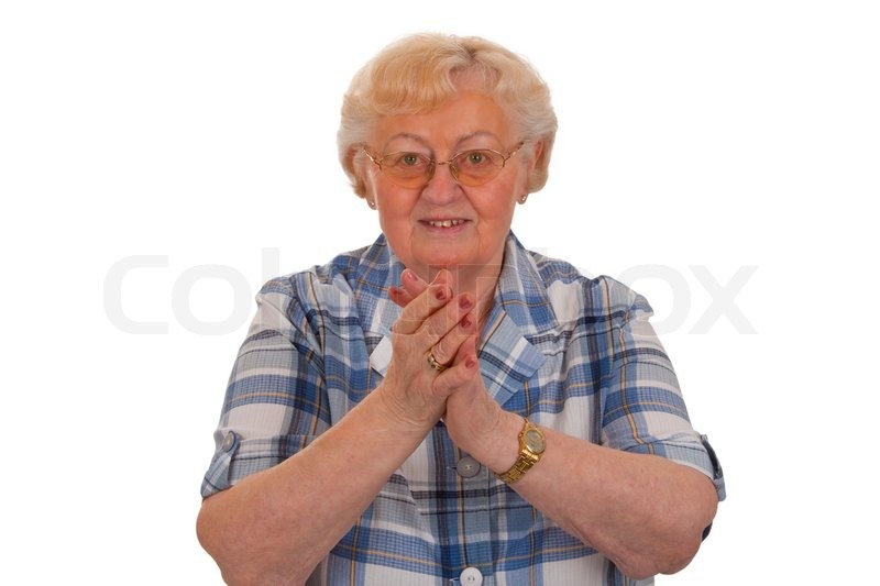 Female senior clapping her hands - ... | Stock image | Colourbox