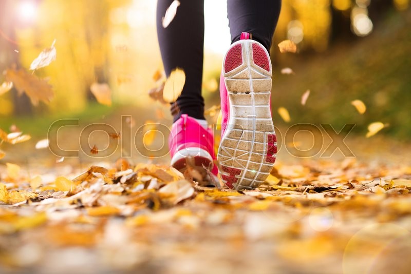 Close up of feet of a runner running in ... | Stock image | Colourbox
