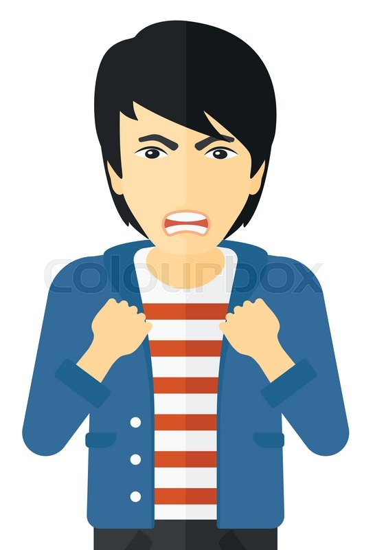 Raging man screaming with clenched ... | Stock vector | Colourbox