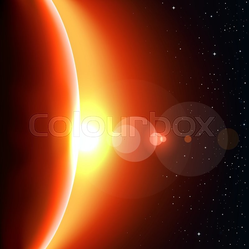 Red sun glow light. Stars and ... | Stock vector | Colourbox