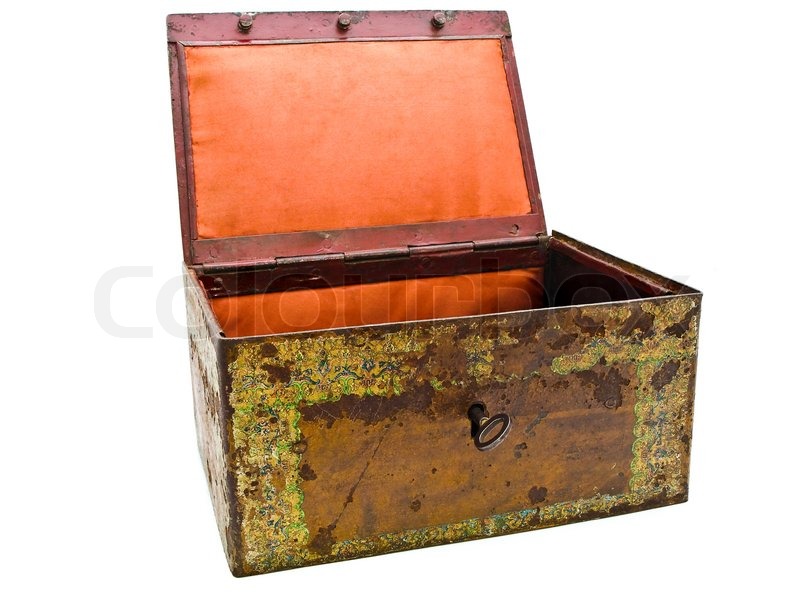 Old open rusty chest over white ... | Stock image | Colourbox