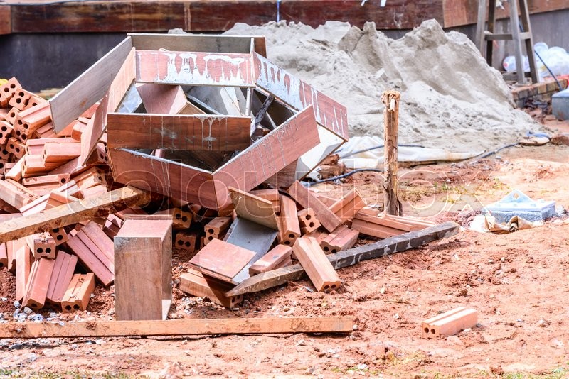 Scrap materials at construction site. | Stock image | Colourbox