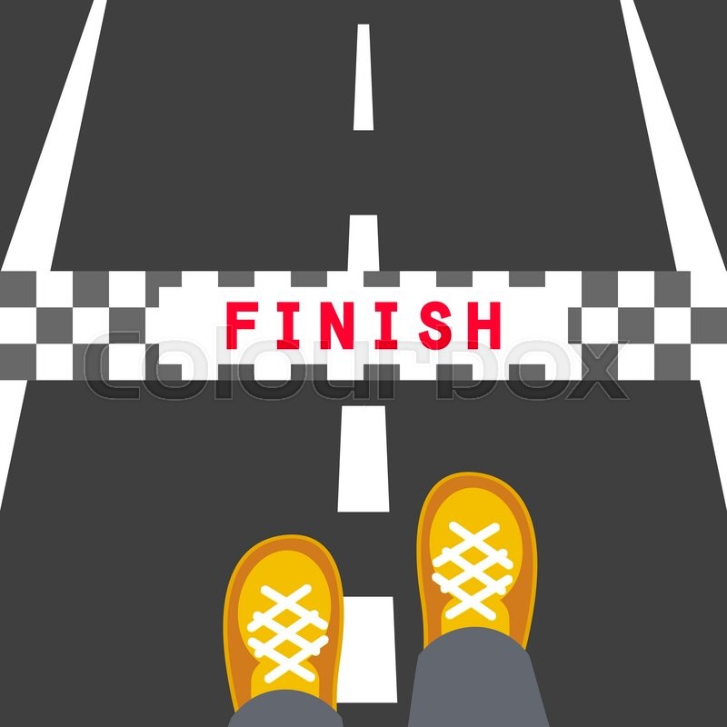 Finish line road sign. Man feets ... | Stock vector | Colourbox