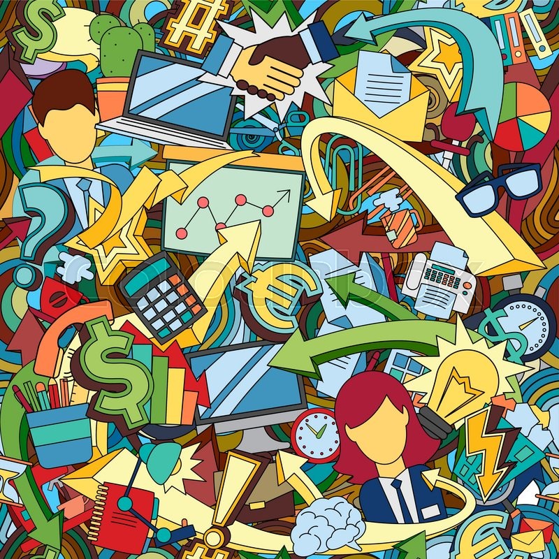 Doodles hand drawn office, business, ... | Stock vector | Colourbox