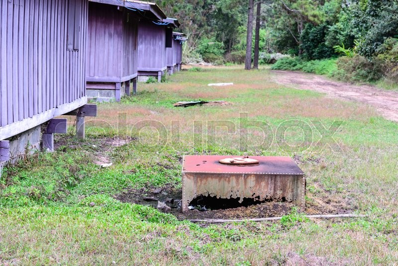 Rusty metal septic tank for waste ... | Stock image | Colourbox