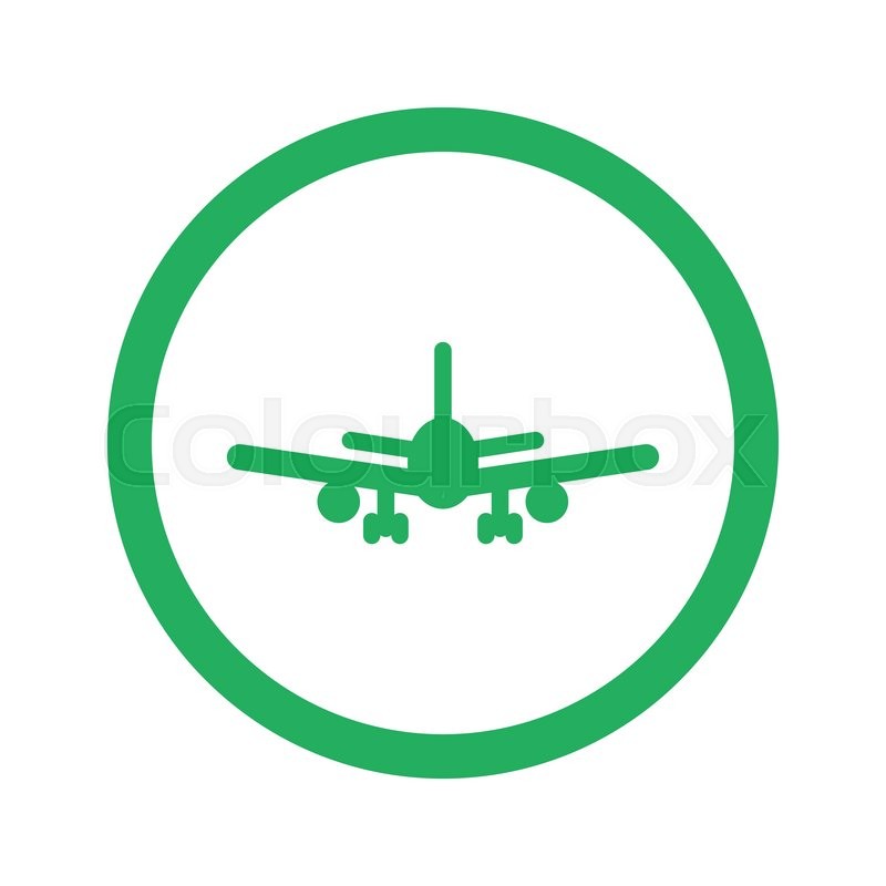 Flat green Airplane icon and green ... | Stock vector | Colourbox