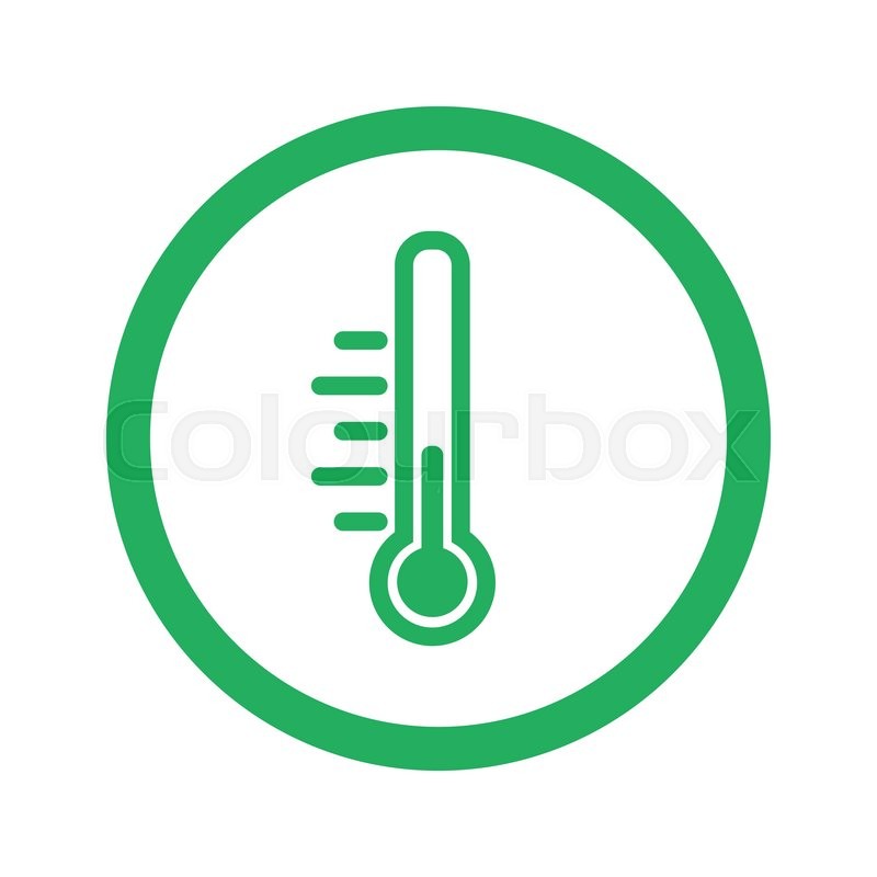 Flat green Temperature icon and green ... | Stock vector | Colourbox