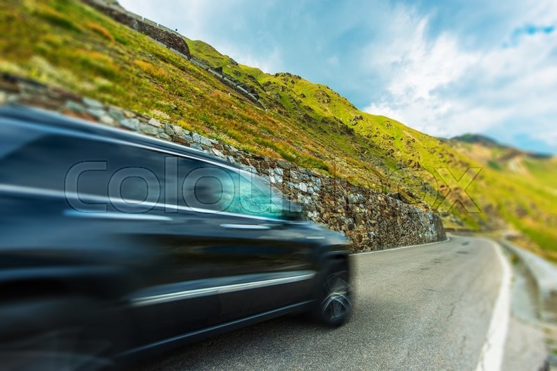 Mountain Road Fast Driving. Modern ... | Stock image | Colourbox