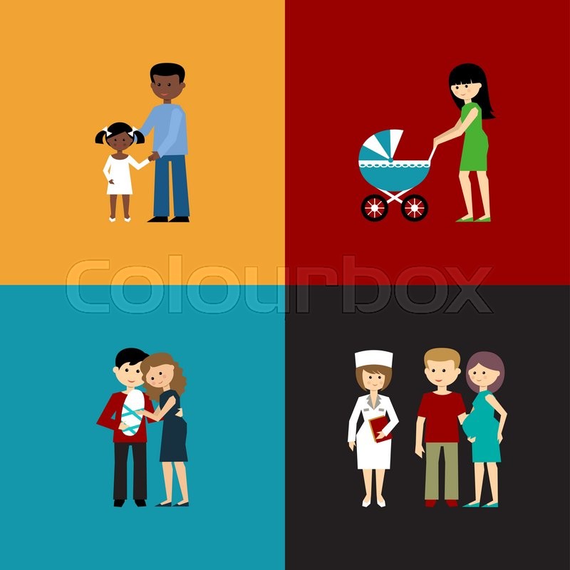Flat set of family life. Vector ... | Stock vector | Colourbox