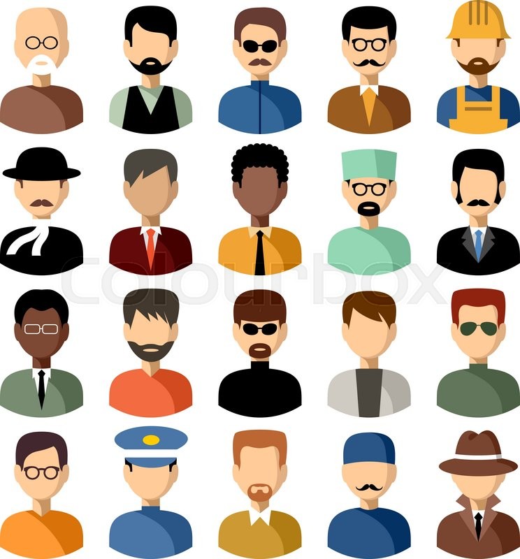 Twenty vector icons of men of a ... | Stock vector | Colourbox