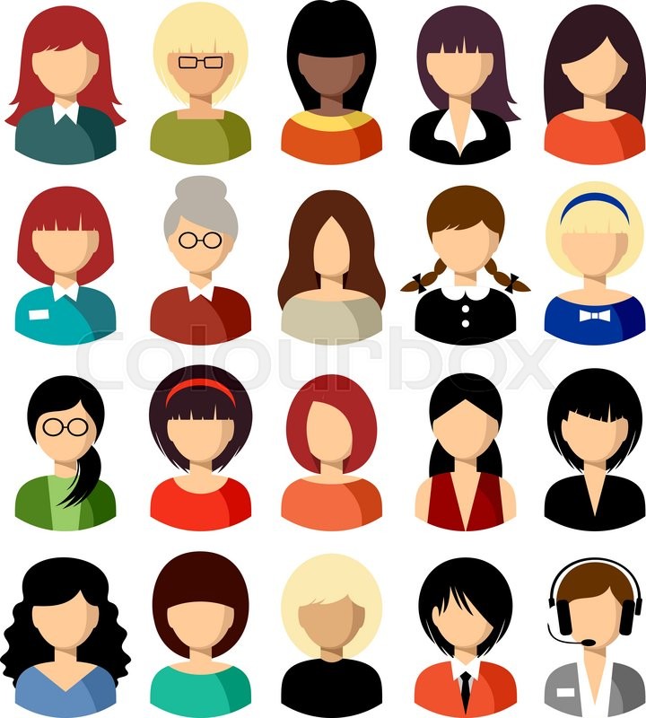 Twenty vector icons of women of a ... | Stock vector | Colourbox