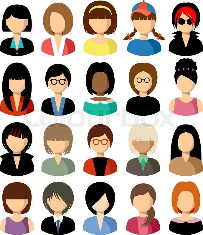 Twenty vector icons of women of a ... | Stock vector | Colourbox