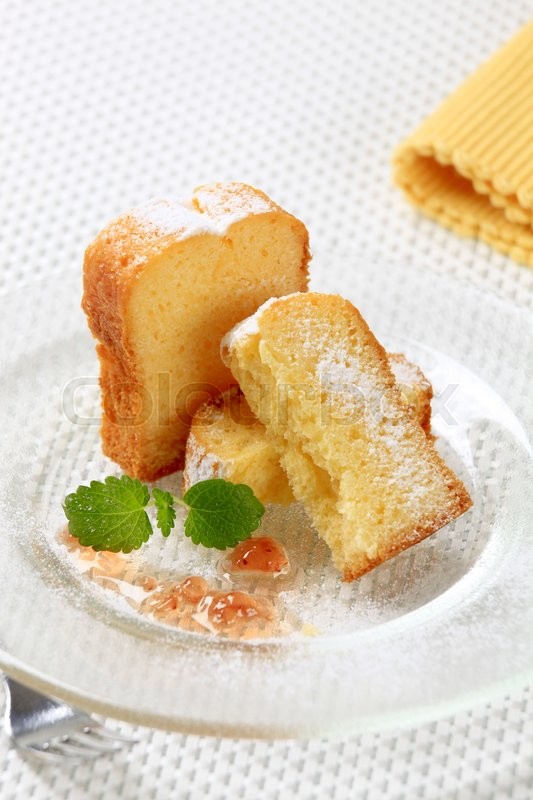 Slices of pound cake on plate | Stock image | Colourbox