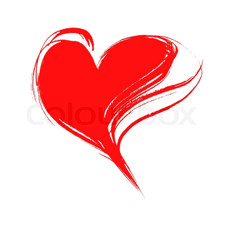 Rødt hjerte , tegnet i hånden , isoleret på hvidt | stock foto | Colourbox
