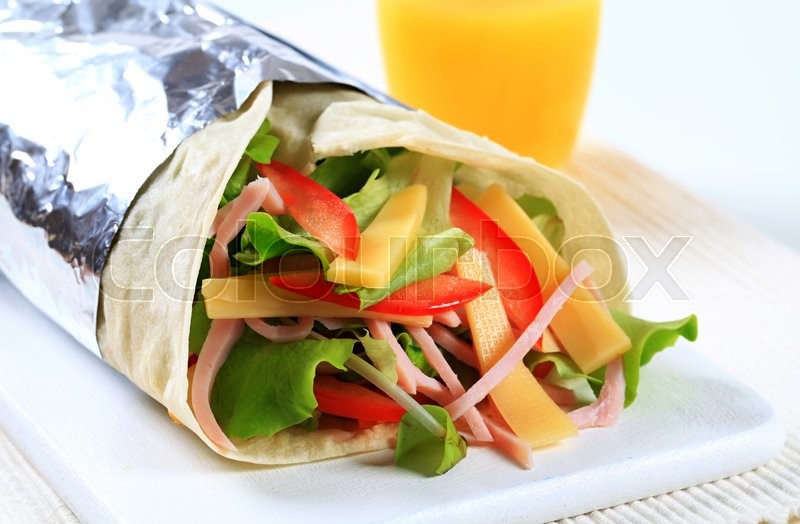 Easy ham and cheese salad wrap sandwich | Stock image | Colourbox