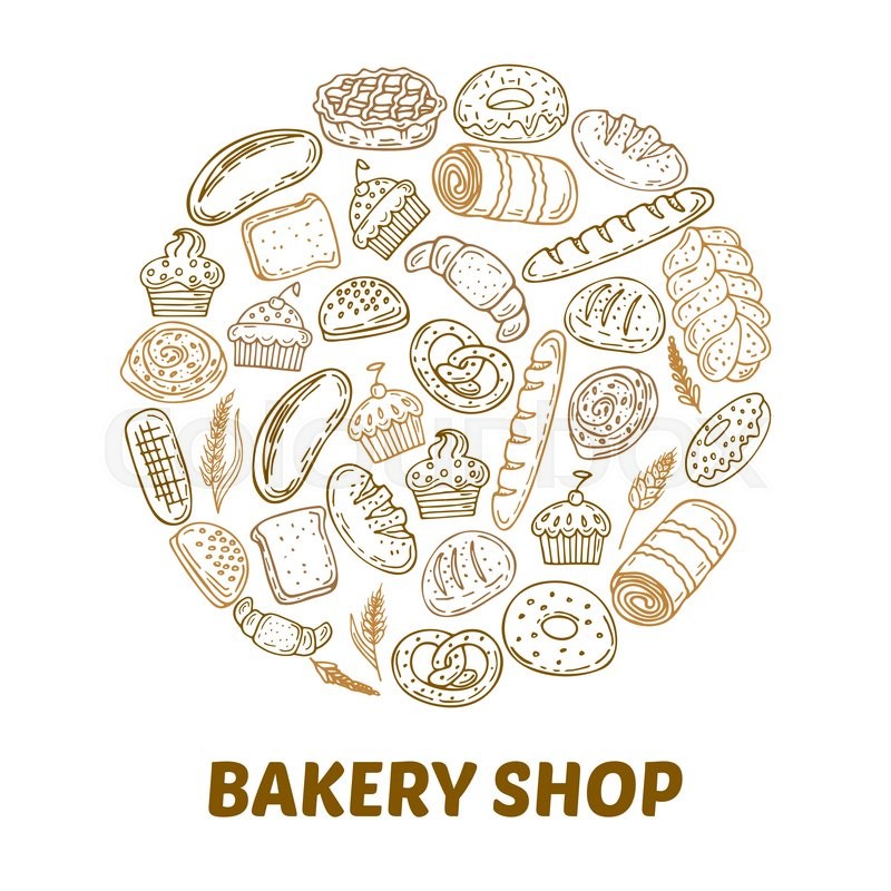 Bakery shop. Hand drawn bakery ... | Stock vector | Colourbox