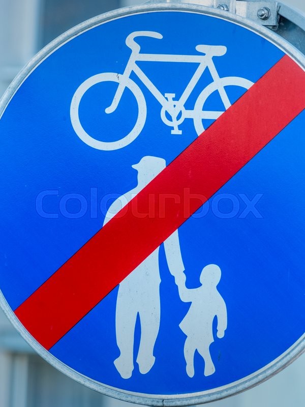 Sign for bike path and walkway. impact ... | Stock Photo | Colourbox