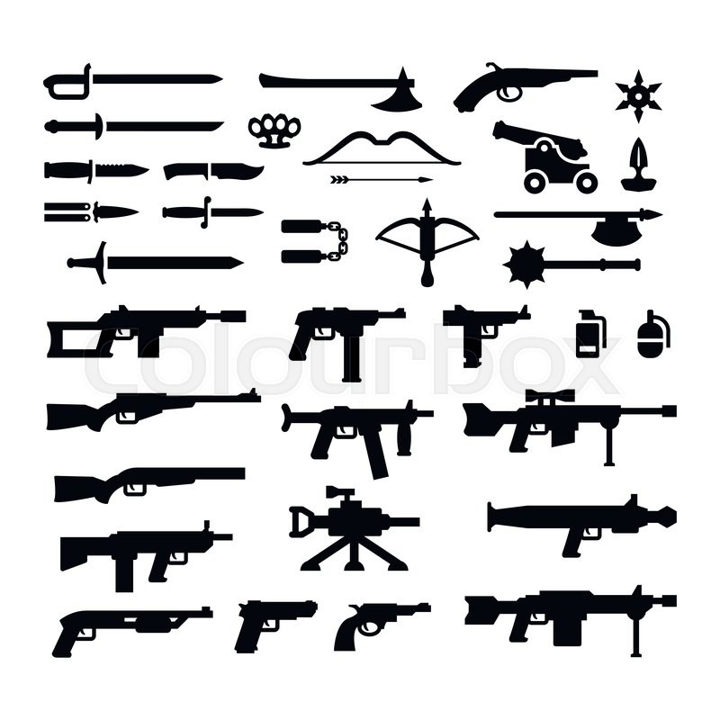 Set icons of weapons isolated on white | Stock vector | Colourbox