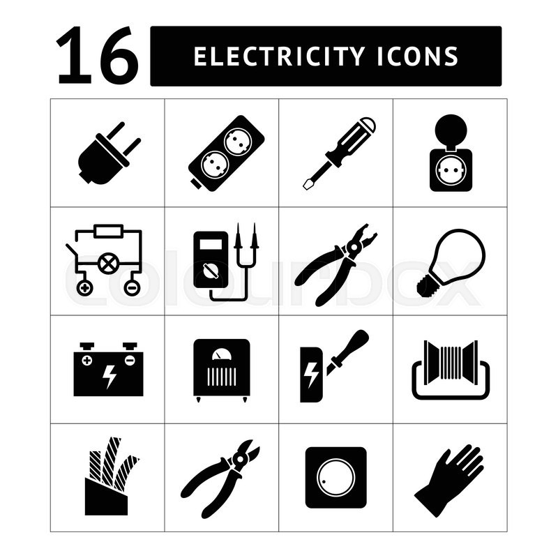 Set icons of electricity isolated on ... | Stock vector | Colourbox