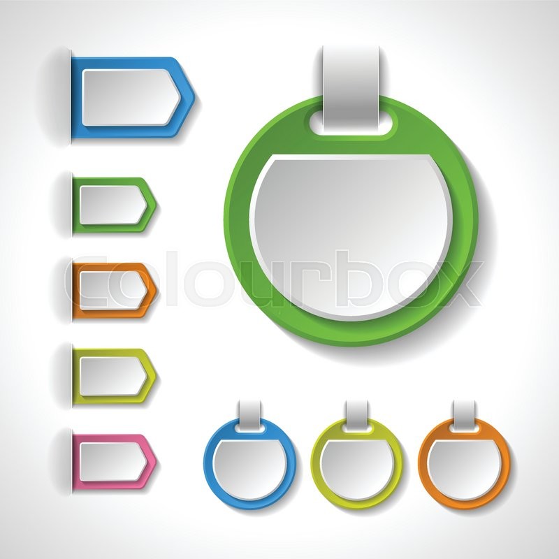 Set of colorful blank badges, tags, ... | Stock vector | Colourbox