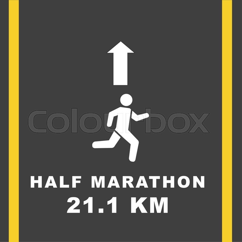 Sign half marathon runner on the road, ... | Stock vector | Colourbox