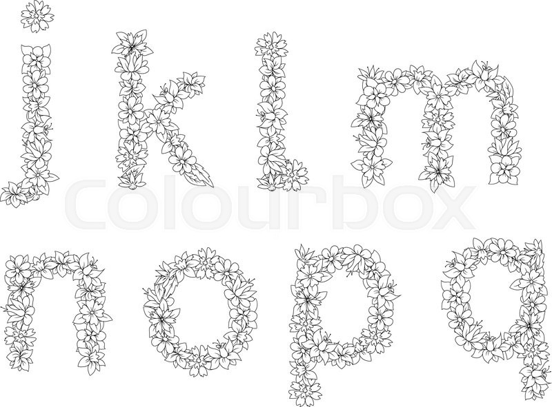 Decorative floral letters in lowercase ... | Stock vector | Colourbox