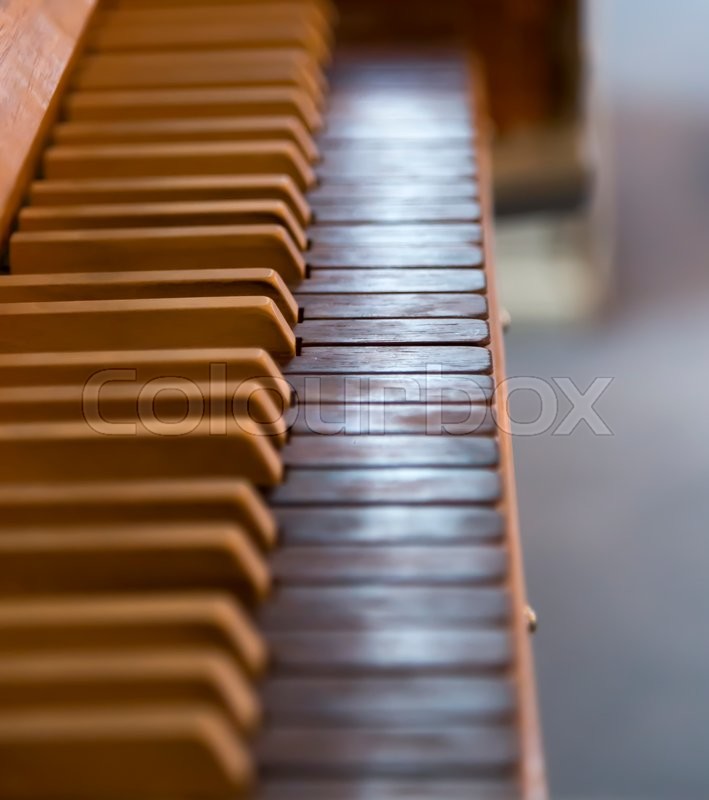 Organ Keys close up inside a church. | Stock image | Colourbox