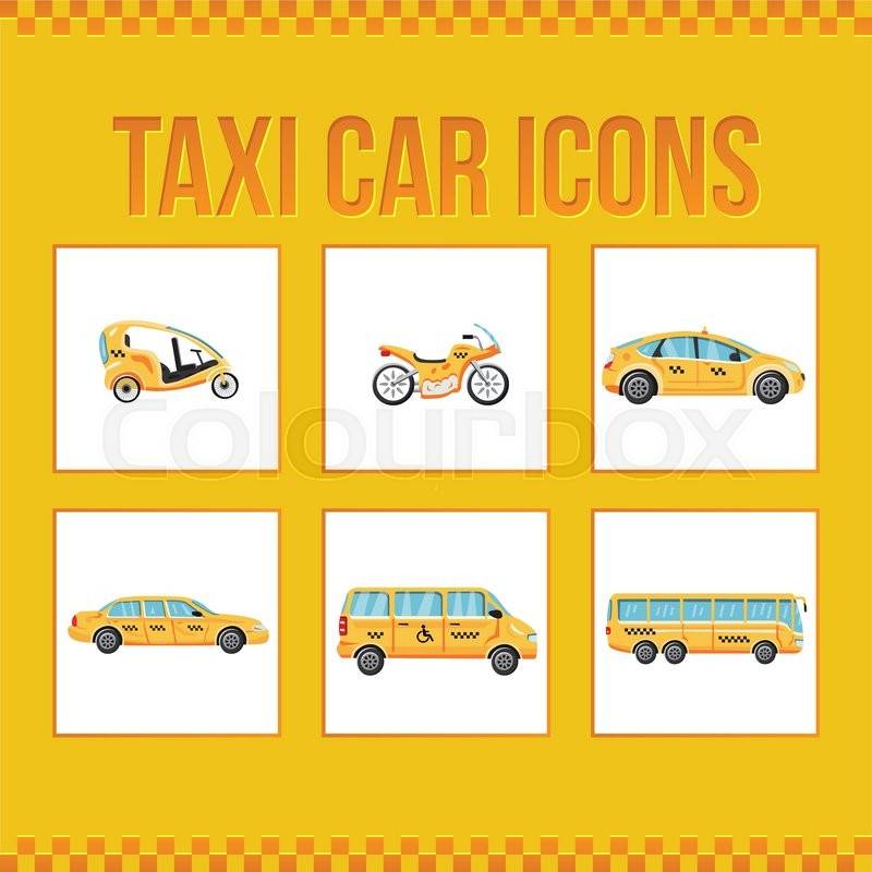 Set of taxi icons. Velo taxi. Moto ... | Stock vector | Colourbox
