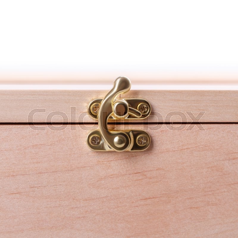 Wooden box latch Isolated on white ... | Stock image | Colourbox