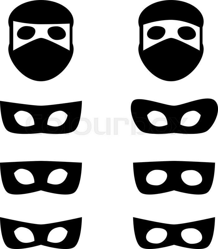 Set of festive masks and thief icon, ... | Stock vector | Colourbox