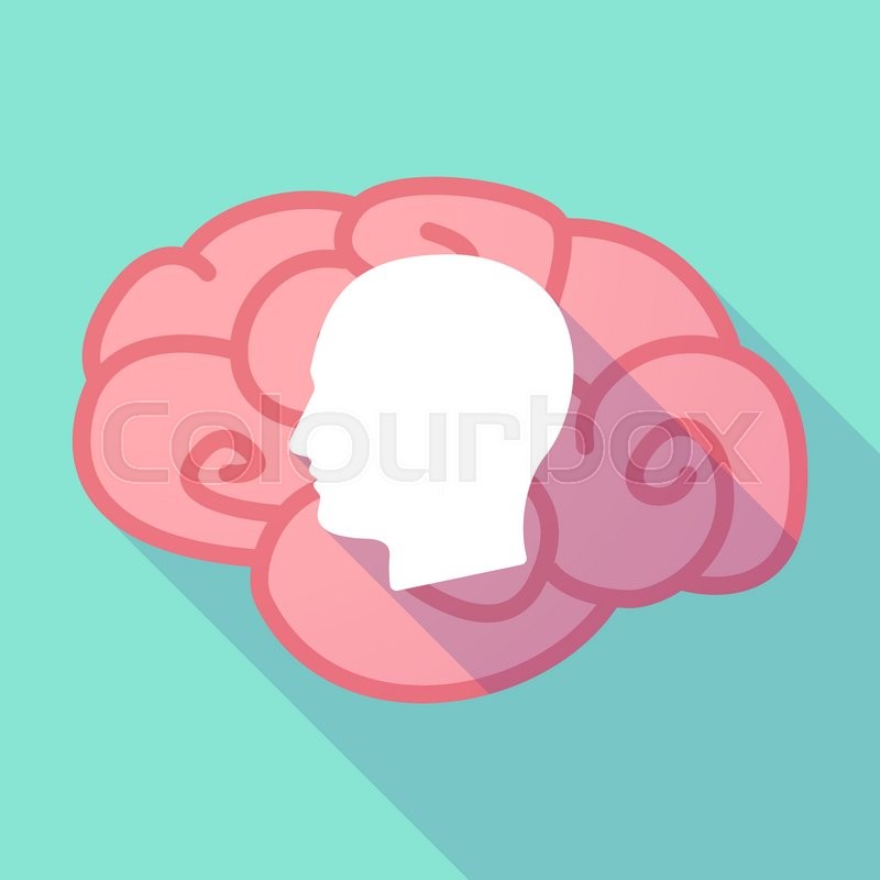 Illustration of a long shadow brain ... | Stock vector | Colourbox
