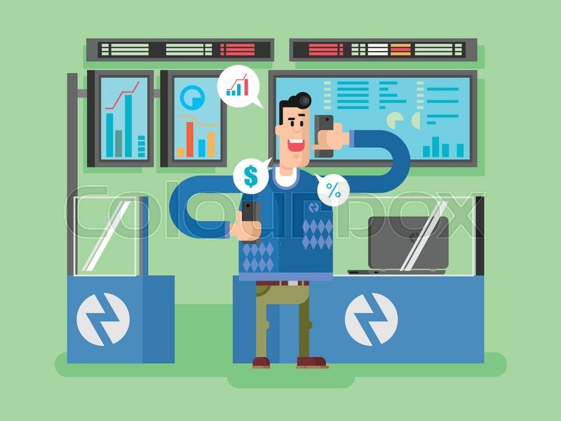 Stocks broker character. Broker ... | Stock vector | Colourbox